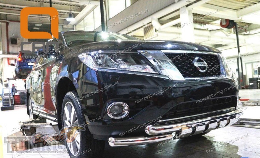 Двойная дуга переднего бампера Nissan Pathfinder R52 дизайн Shark ...
