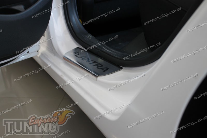 Накладки на пороги Хендай Элантра 5 (защитные накладки Hyundai Elantra ...